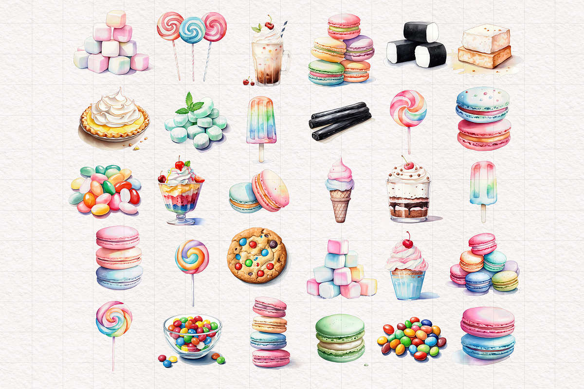 Sweet Treats Clipart Bundle, a Food Illustration by PaintPixelCo ...