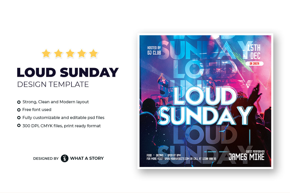 Loud Sunday Flyer Template, a Flyer Template by What a Story