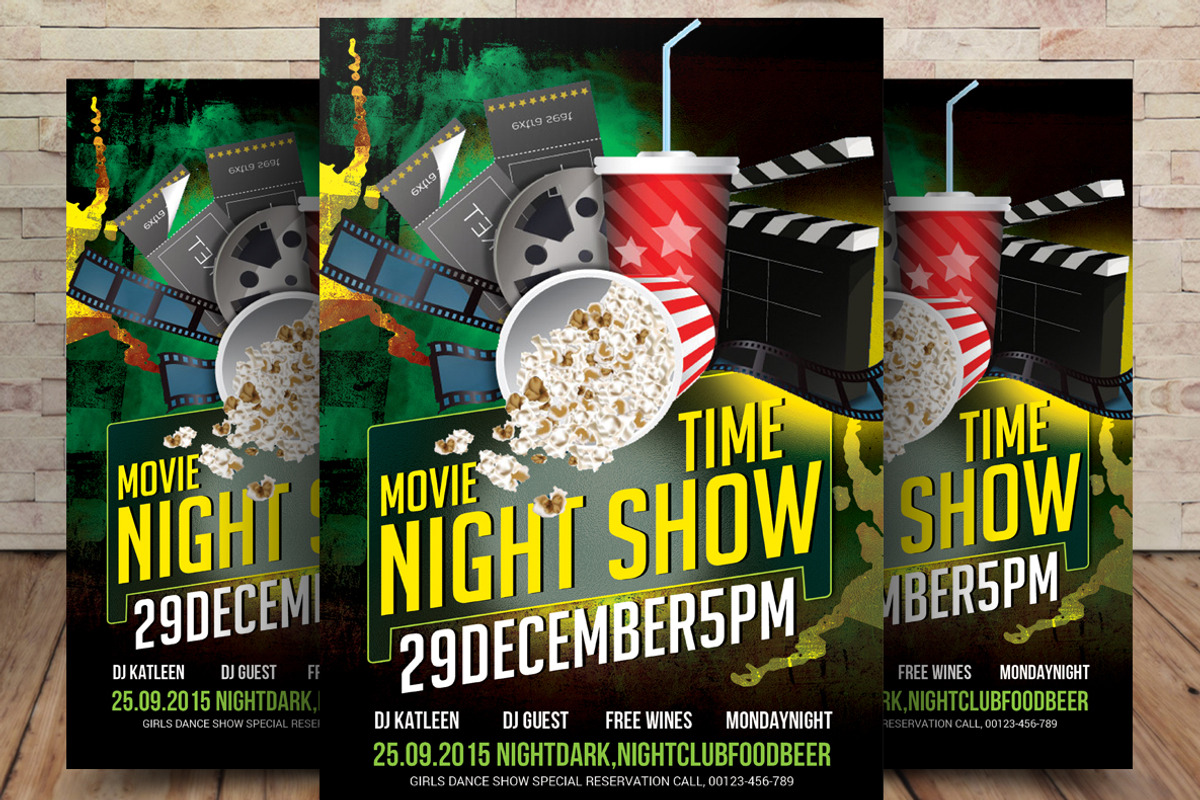 Movie Night / Movie Time Flyer, a Flyer Template by graphicforest