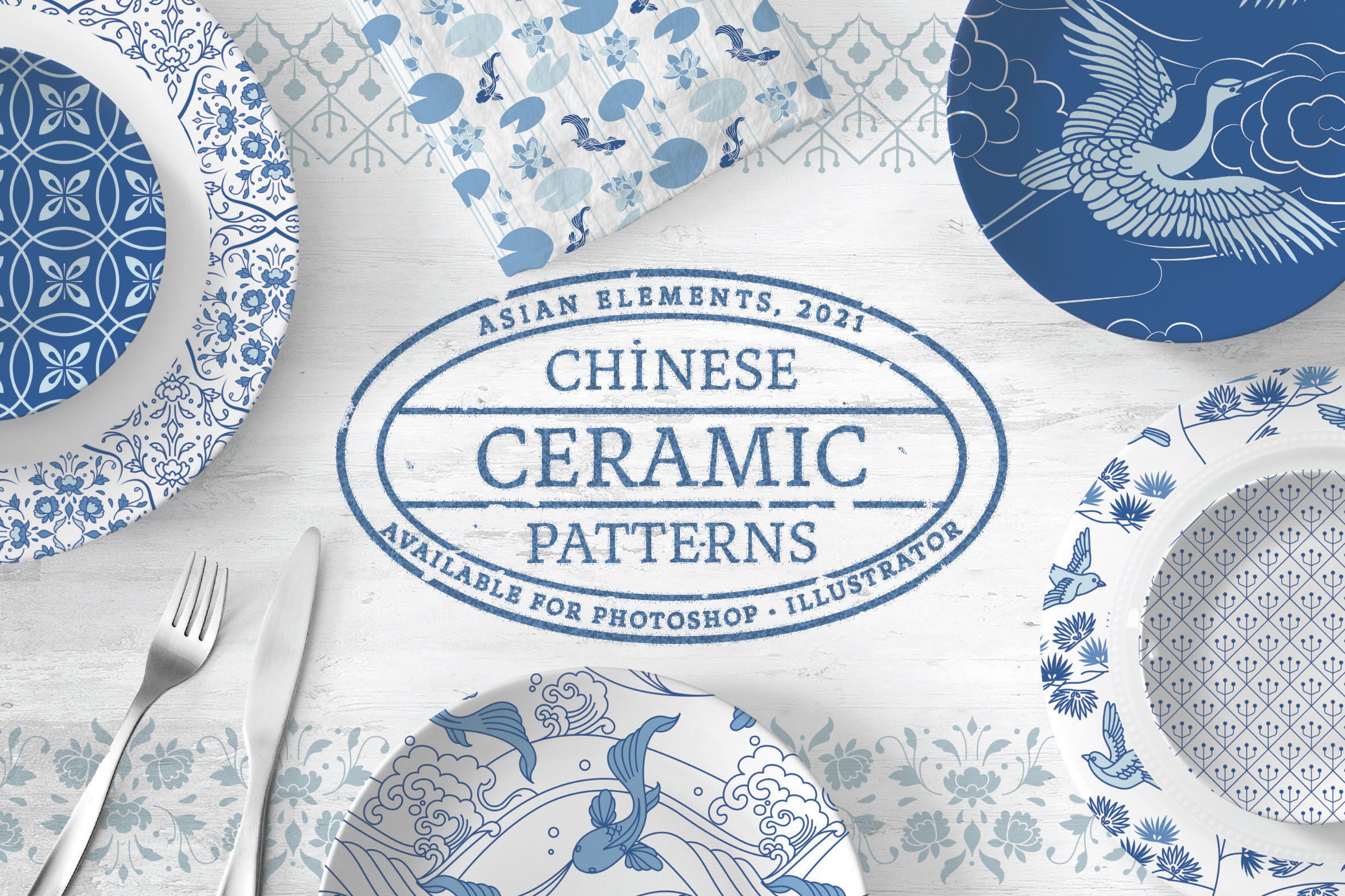 Chinese Ceramic Patterns, a Pattern Graphic by AsianElements