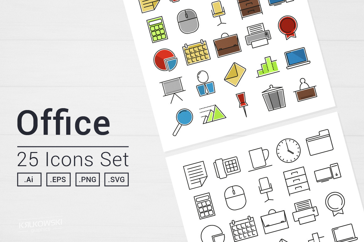 Office Icons Set, an Icon by Krukowski Graphics