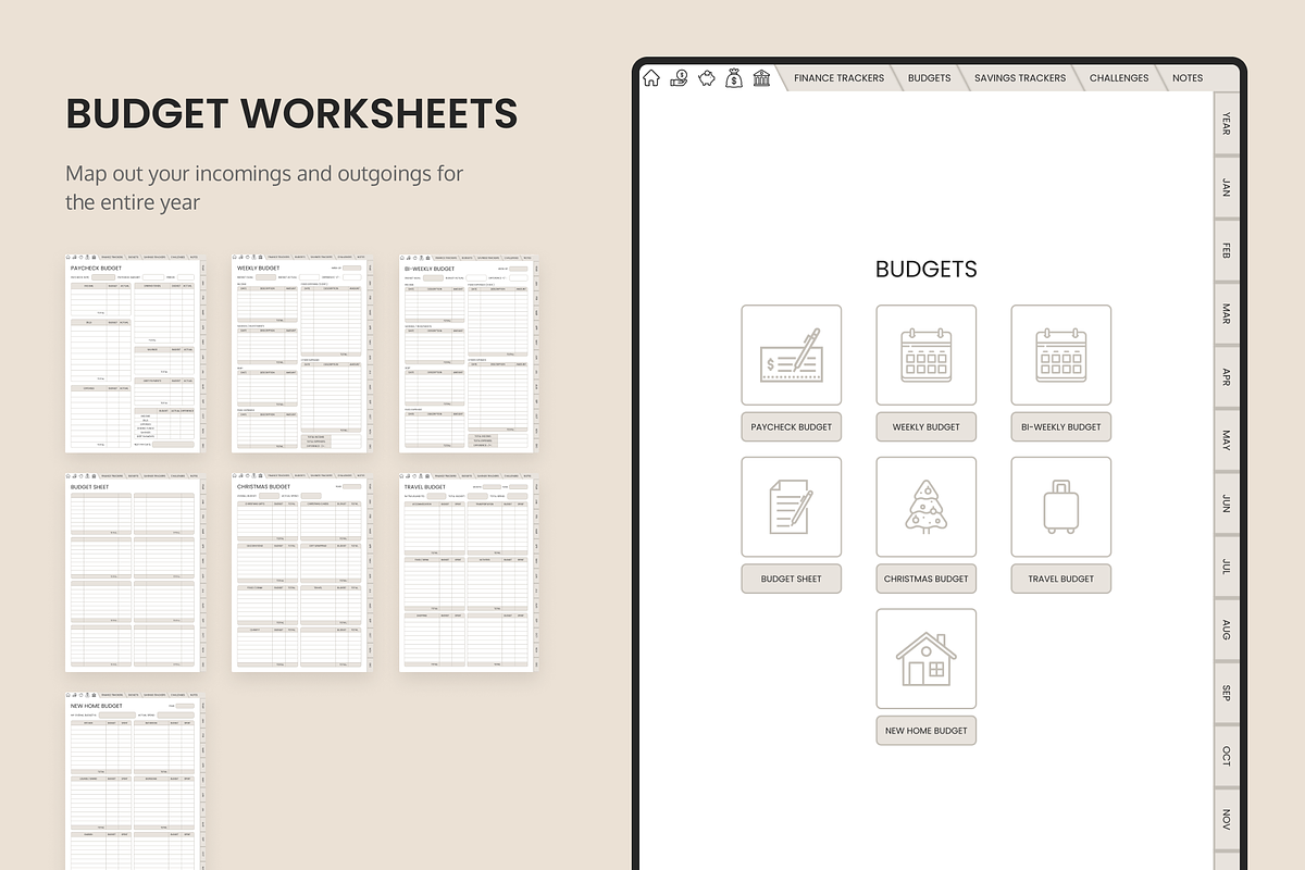 Boho Digital Budget Planner, a Templates & Theme by Digital_Mind