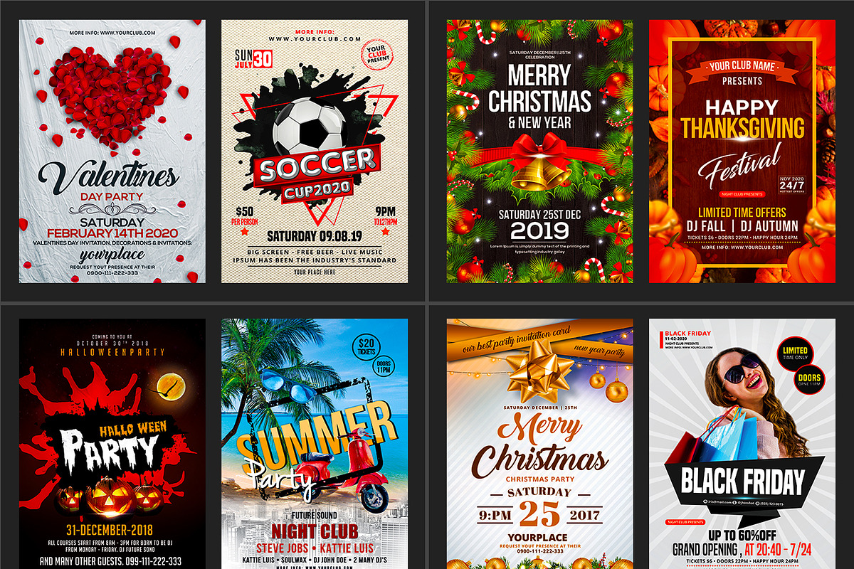 100-Party Flyers Bundle, a Flyer Template by AfzaalGraphics