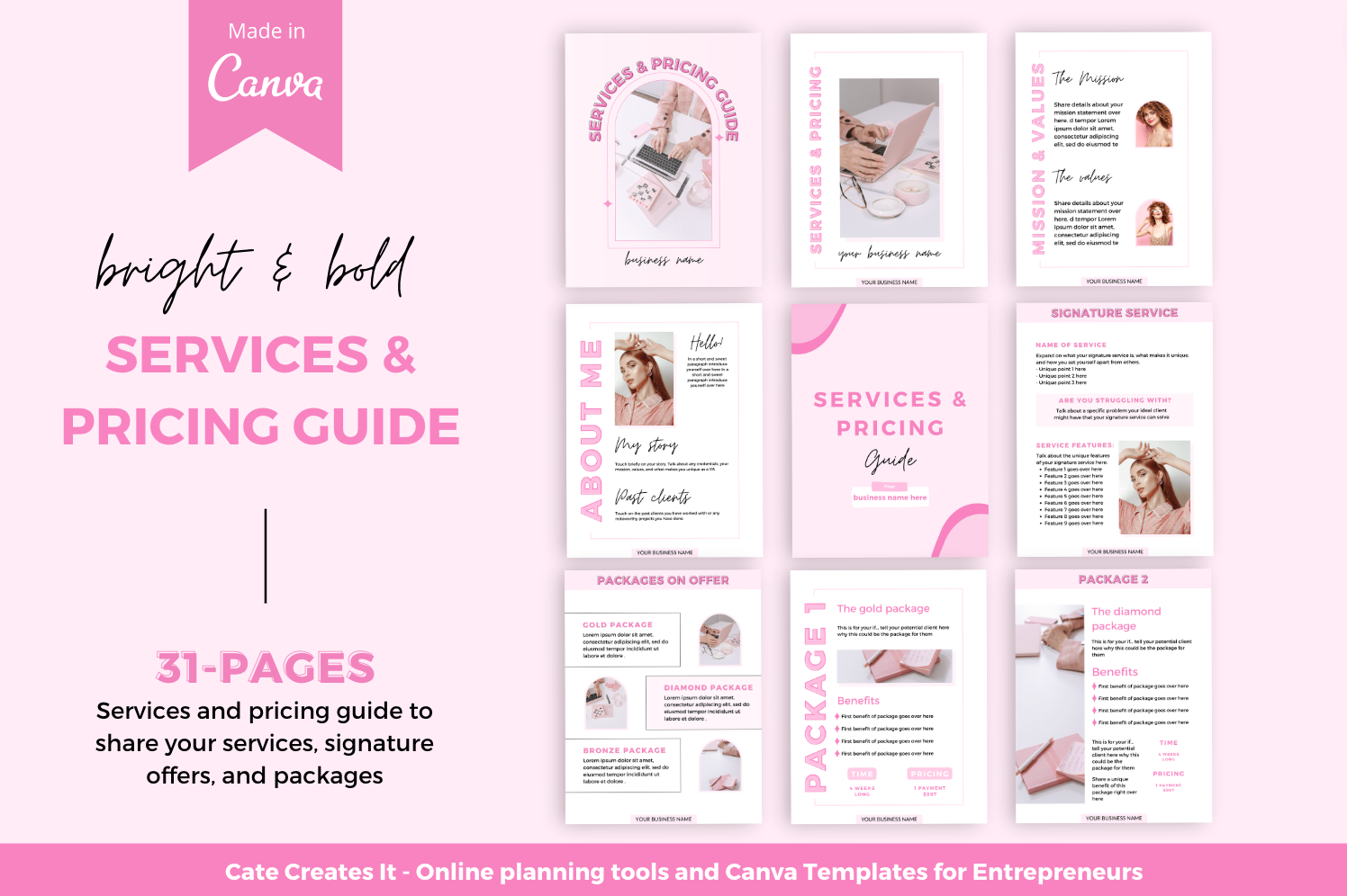Services & pricing guide template, a Templates & Theme by Cate Creates