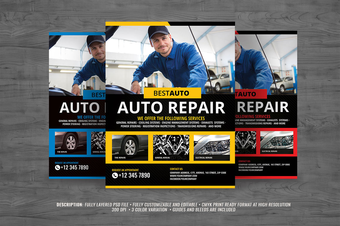 Car Service Flyer v2, a Flyer Template by PSDPixel