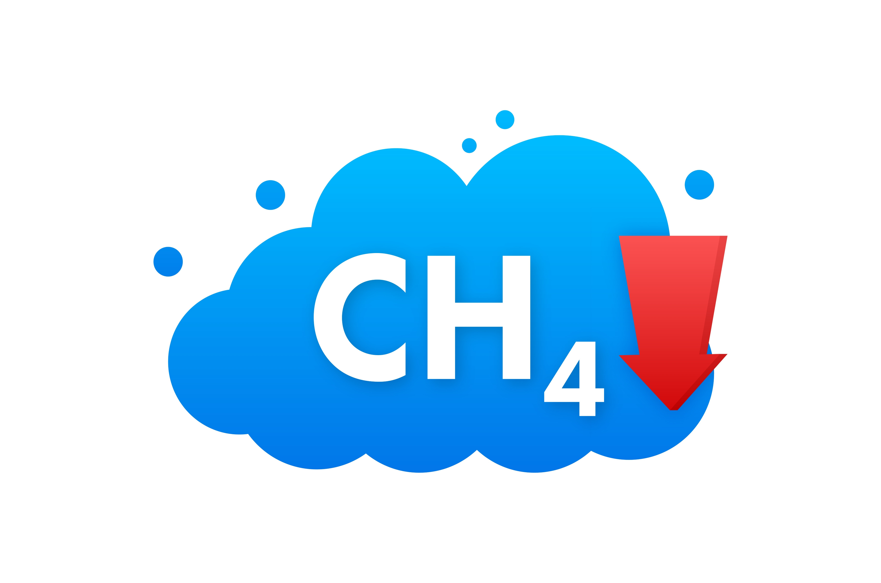 Methane, CH4 gas emissions reduction, an Illustration by DG-Market