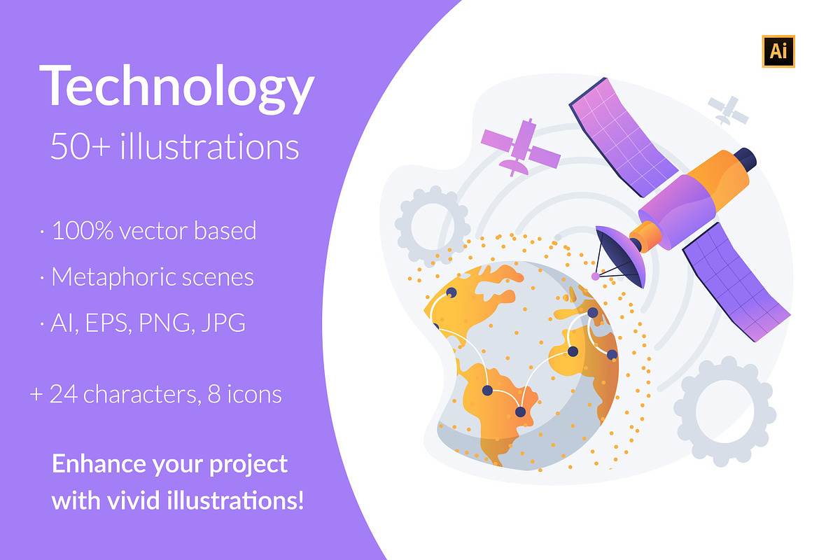 Technology vector illustration kit, an UI Kit Template by Visual Generation