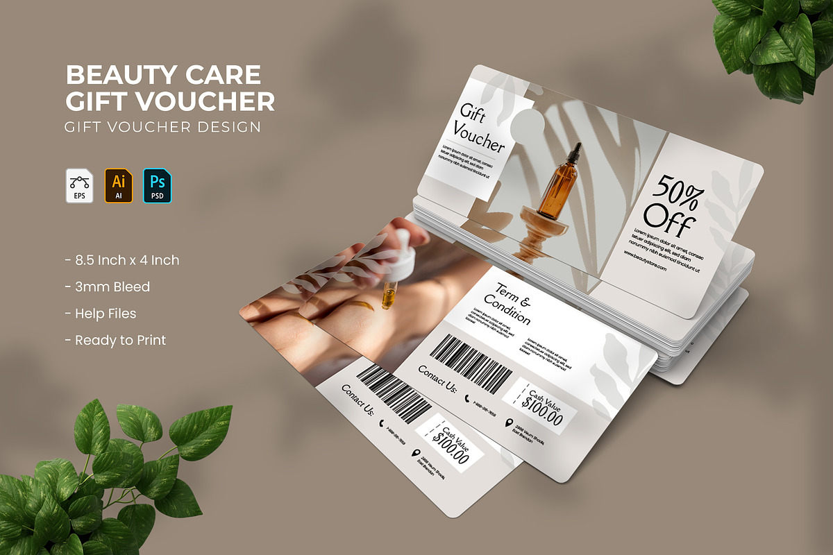Beauty Care - Gift Voucher, a Card Template by VUNIRA