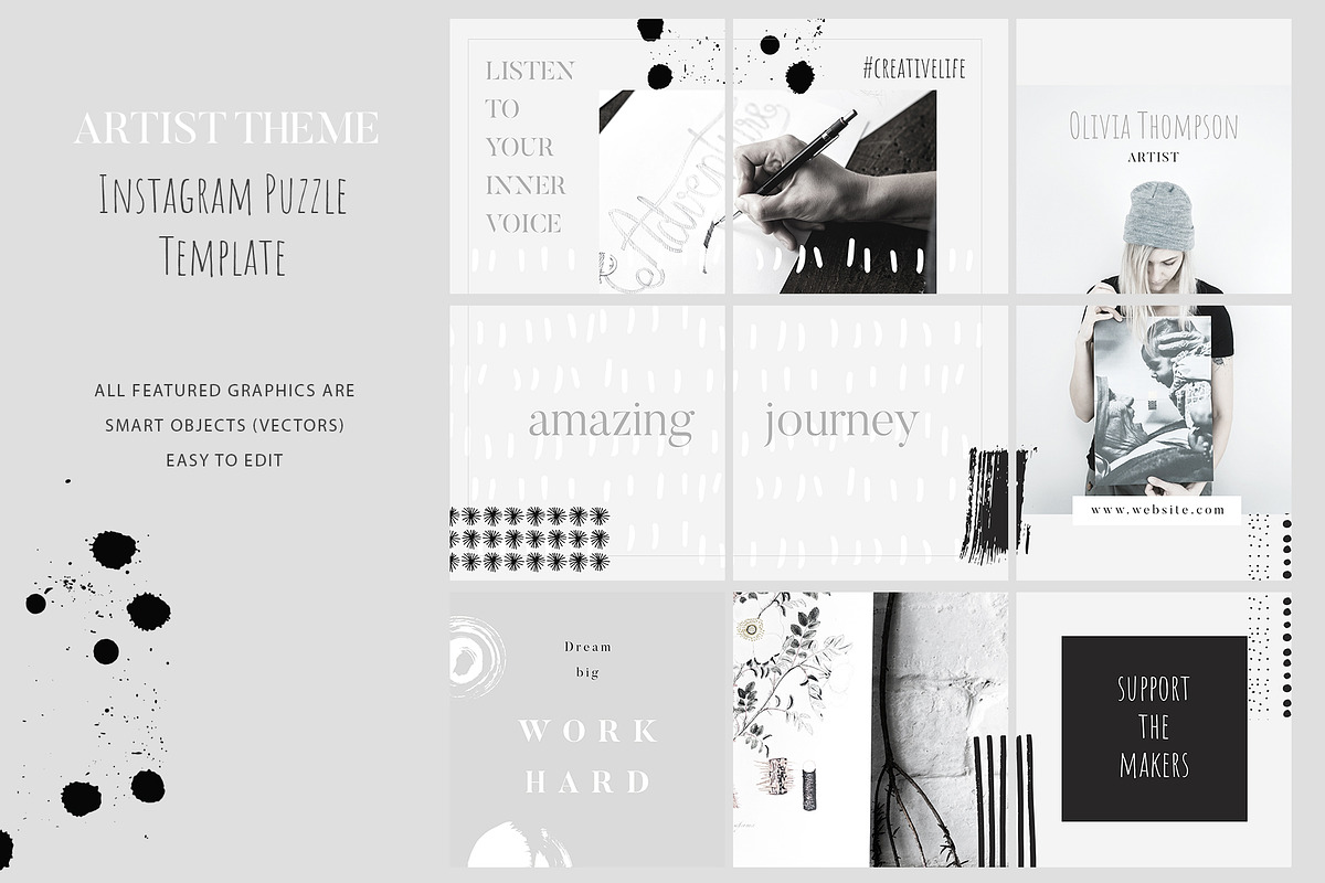 Instagram Puzzle Posts Templates Set