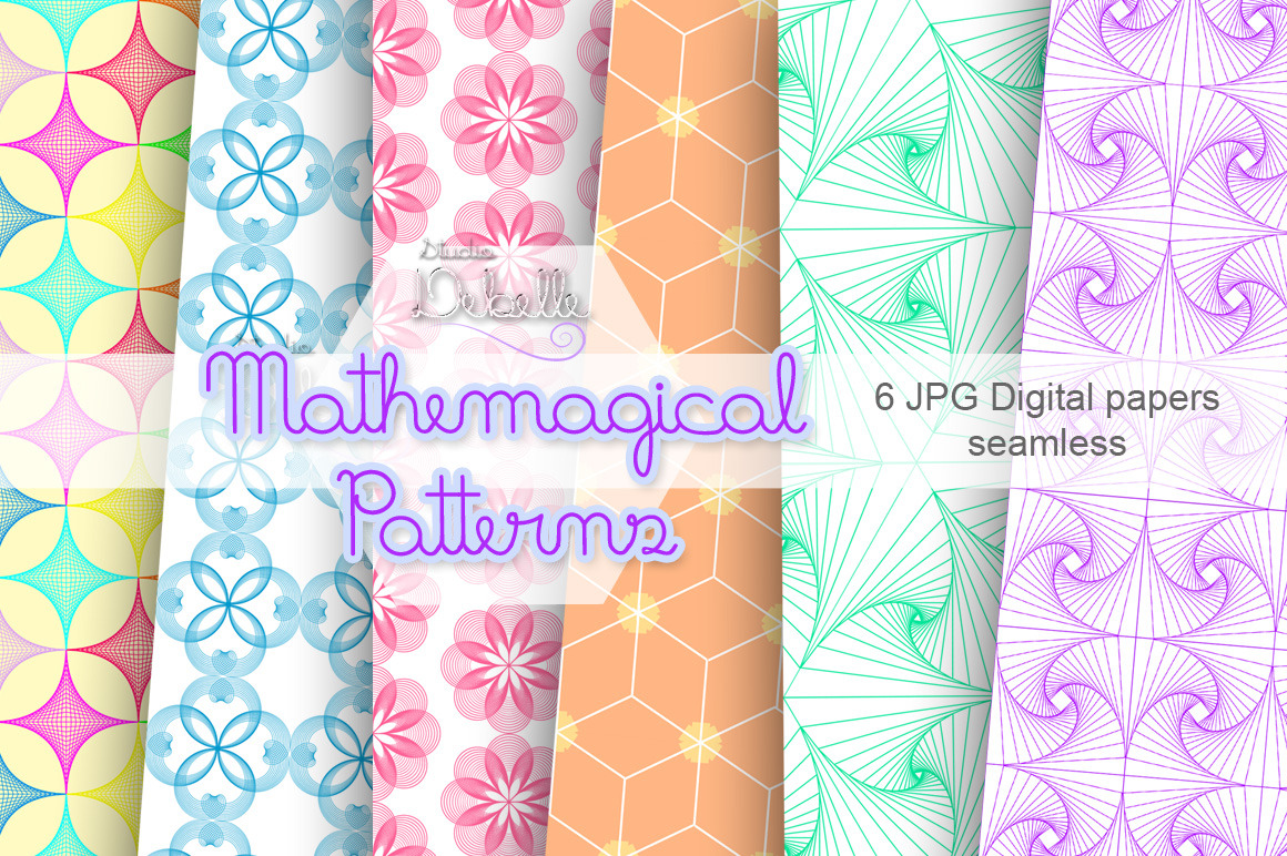 Mathemagical patterns digital papers, a Pattern Graphic by Studio Debelle
