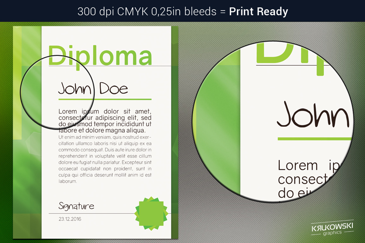 Modern Diploma Template, a Stationery Template by Krukowski Graphics