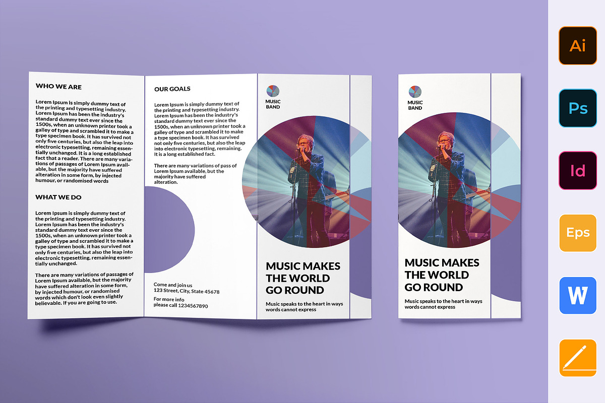 Music Band Brochure Trifold, a Brochure Template by TemplatesNow!