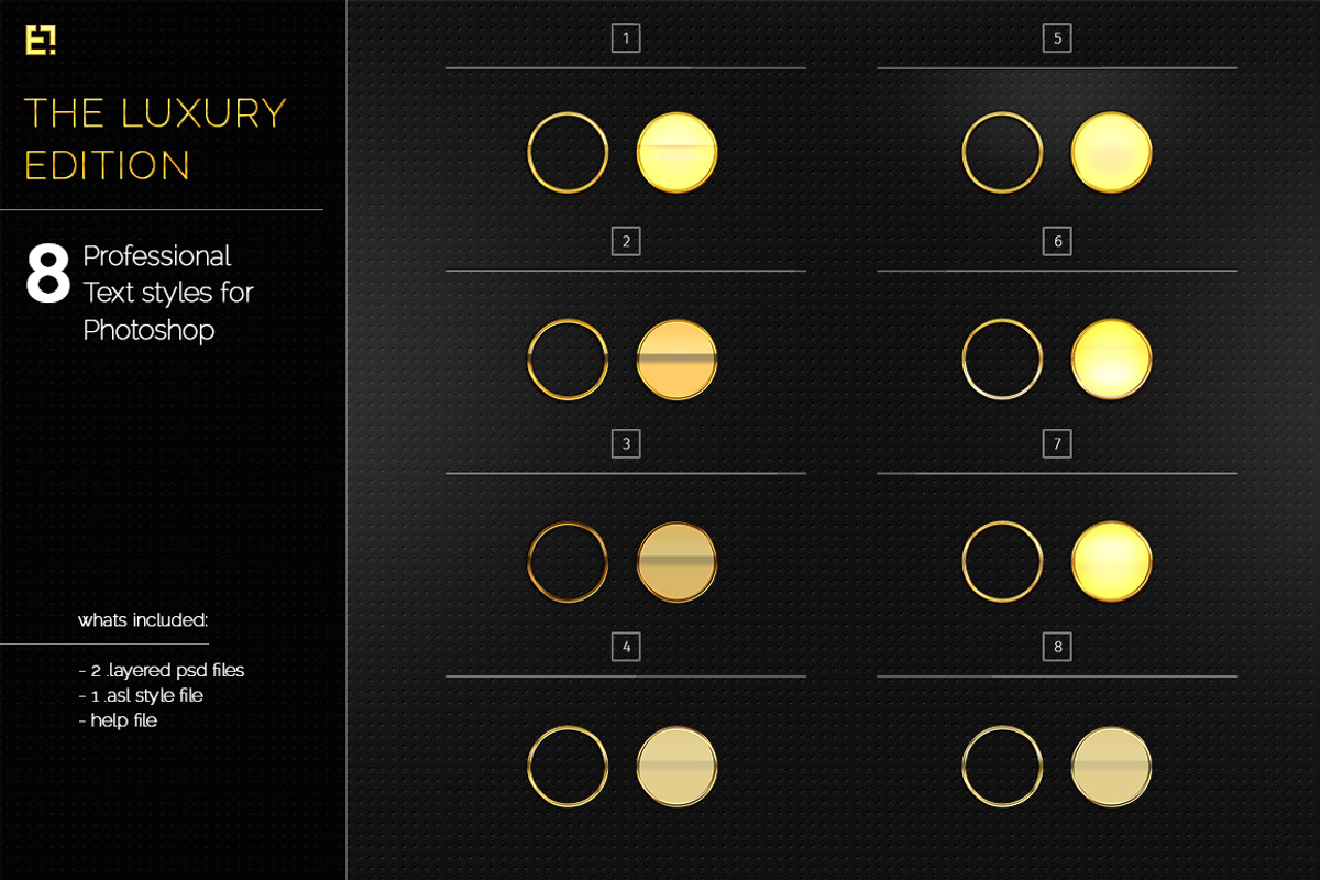 Gold Layer Styles, a Layer Style Add-On by Egotype