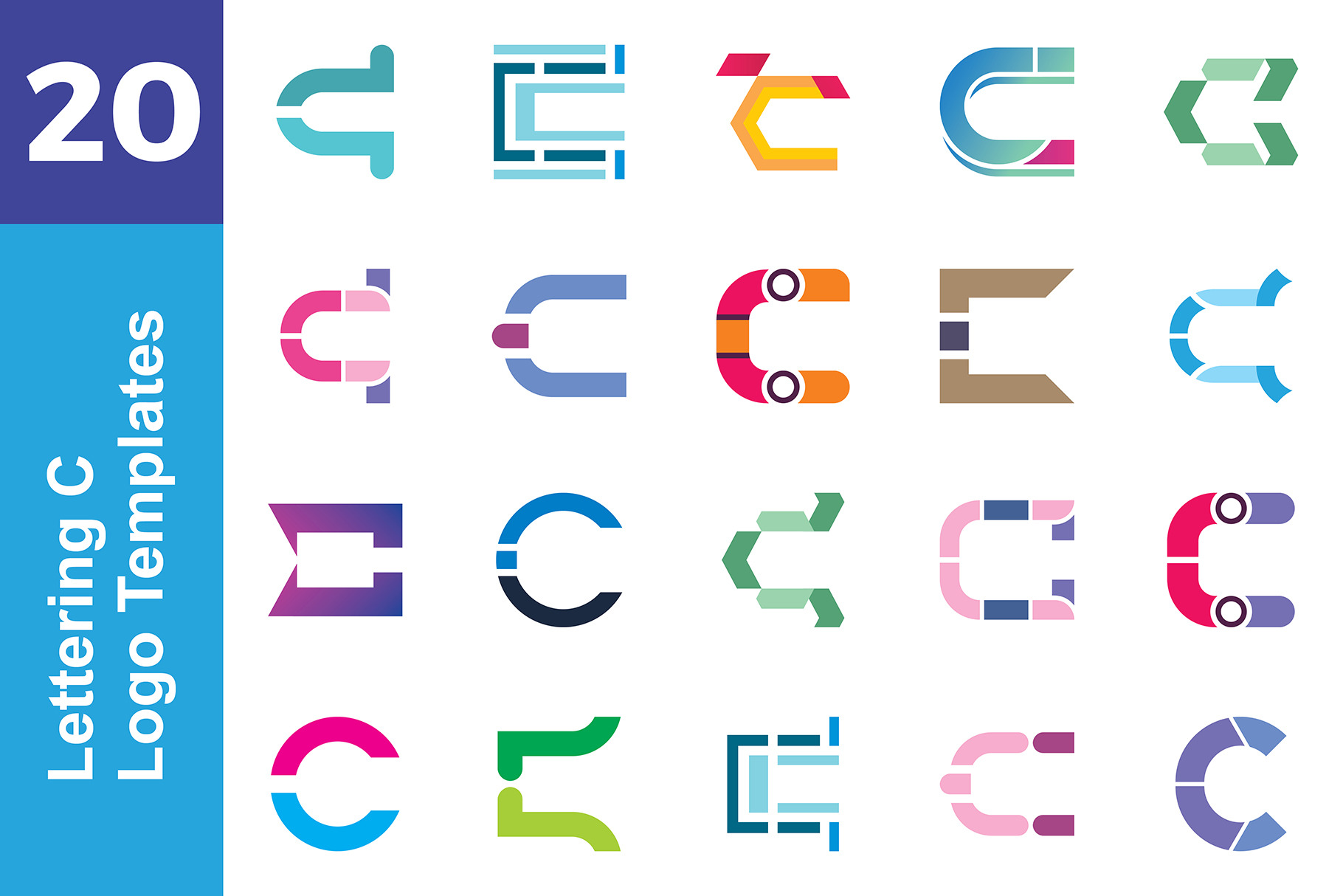 20 Logo Lettering C Template Bundle, a Branding & Logo Template by ...