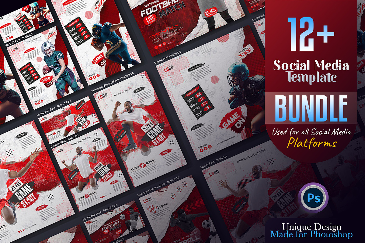 Football Soccer Social Media Post, a Social Media Template by Creative_View