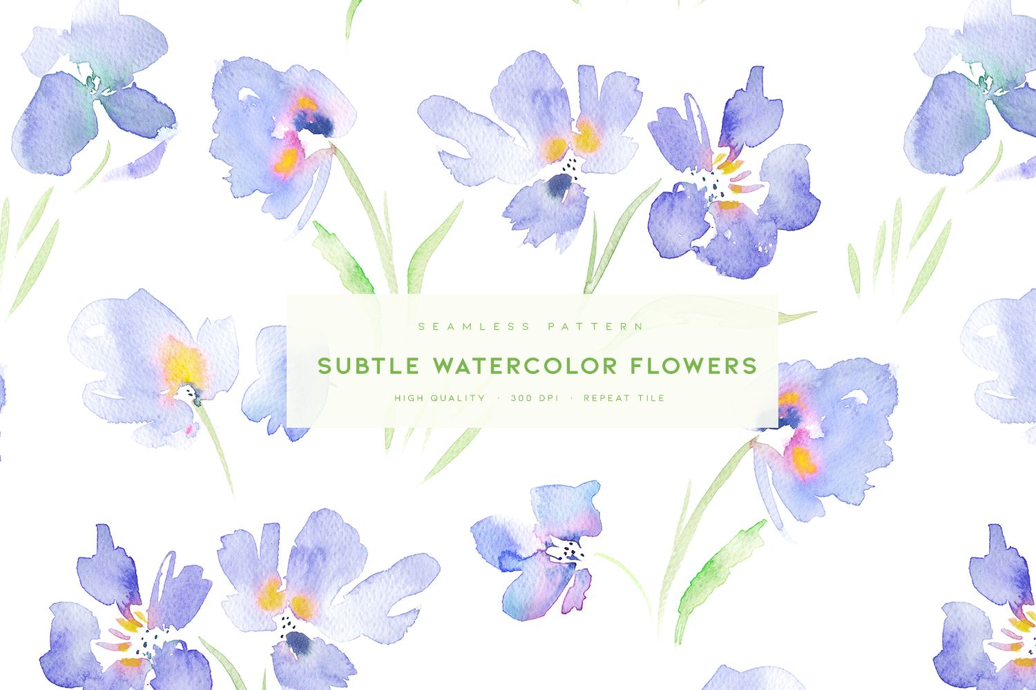 Subtle Watercolor Flowers, a Pattern Graphic by MalyskaStudio