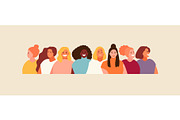 Group women portraits banner, a Person Illustration by artbesouro