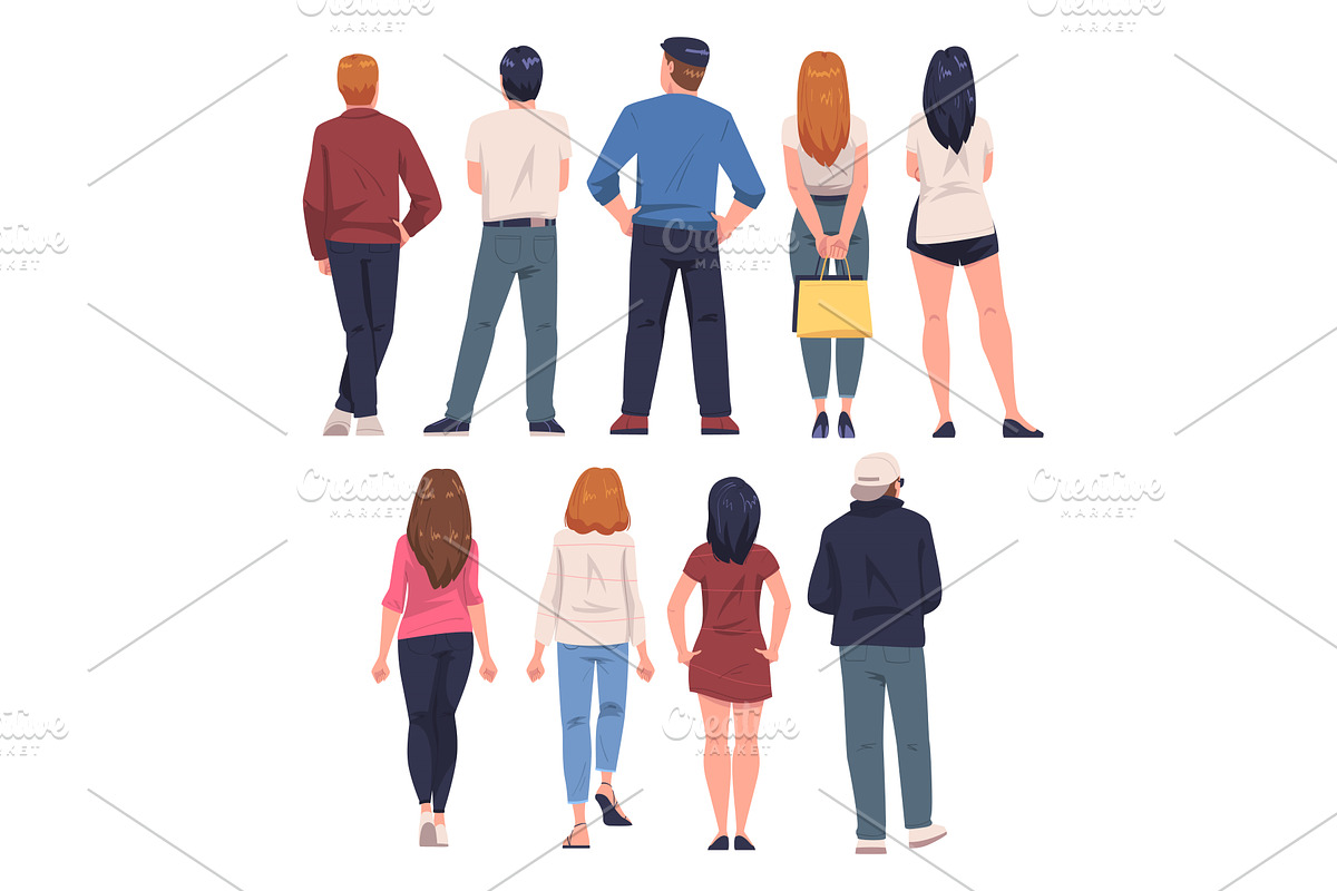 People Characters Standing in Row, a Person Illustration by TopVectors ...