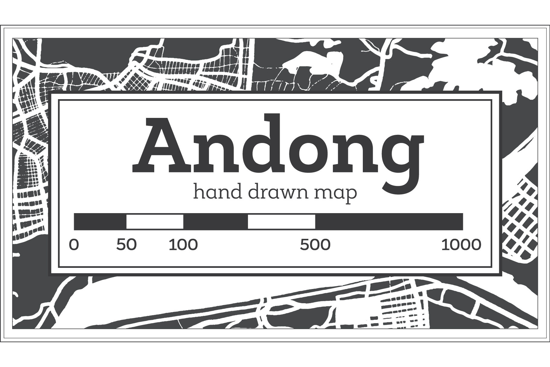Andong South Korea City Map in Retro, a Transportation Illustration by ...