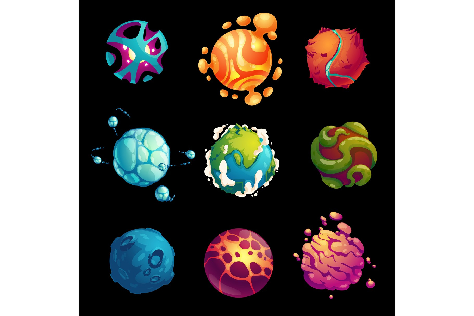 Fantasy space planets and Earth for, an Illustration by art PVP - market