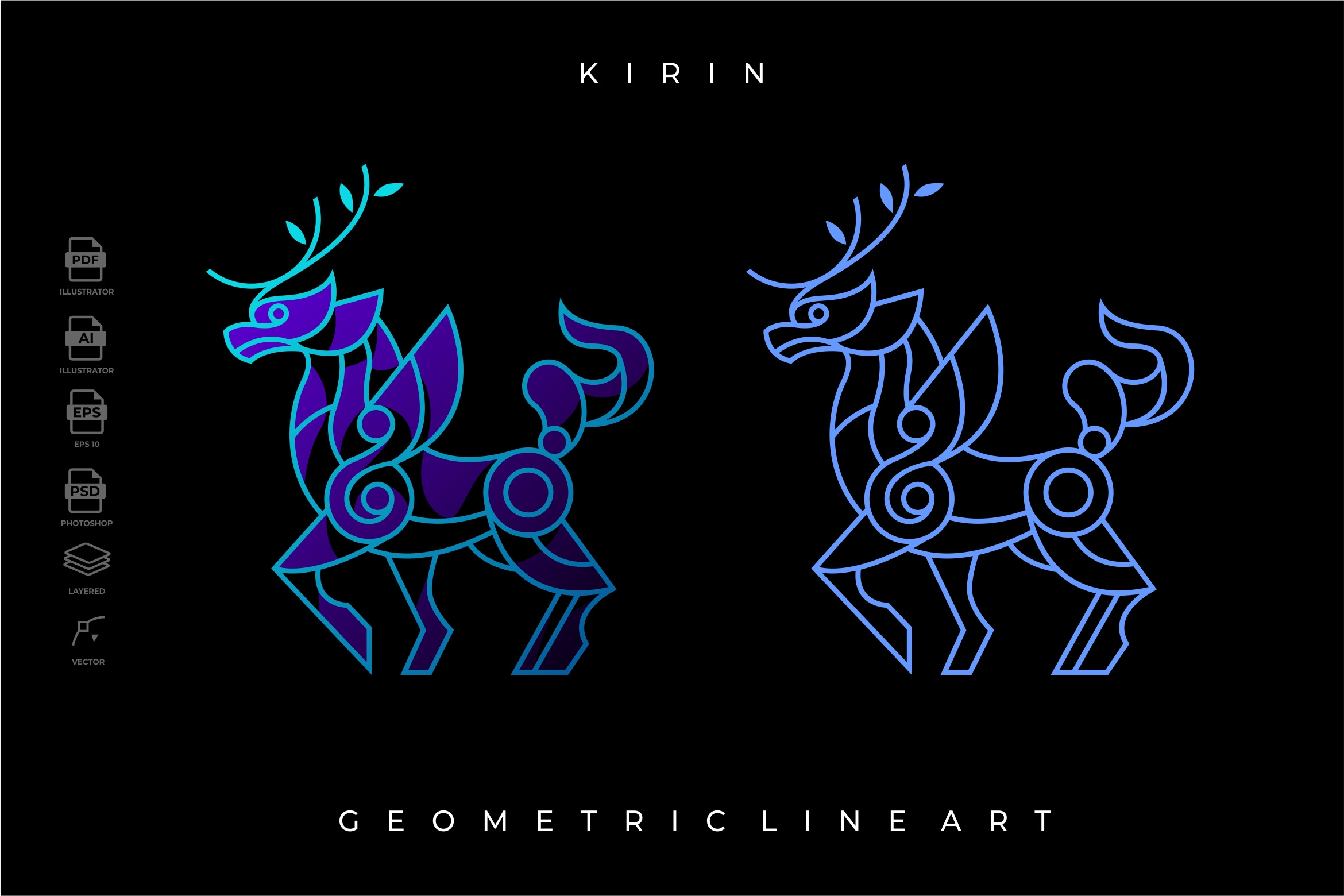 Pack of Lineart Kirin Tattoo, a Branding & Logo Template by Rupture