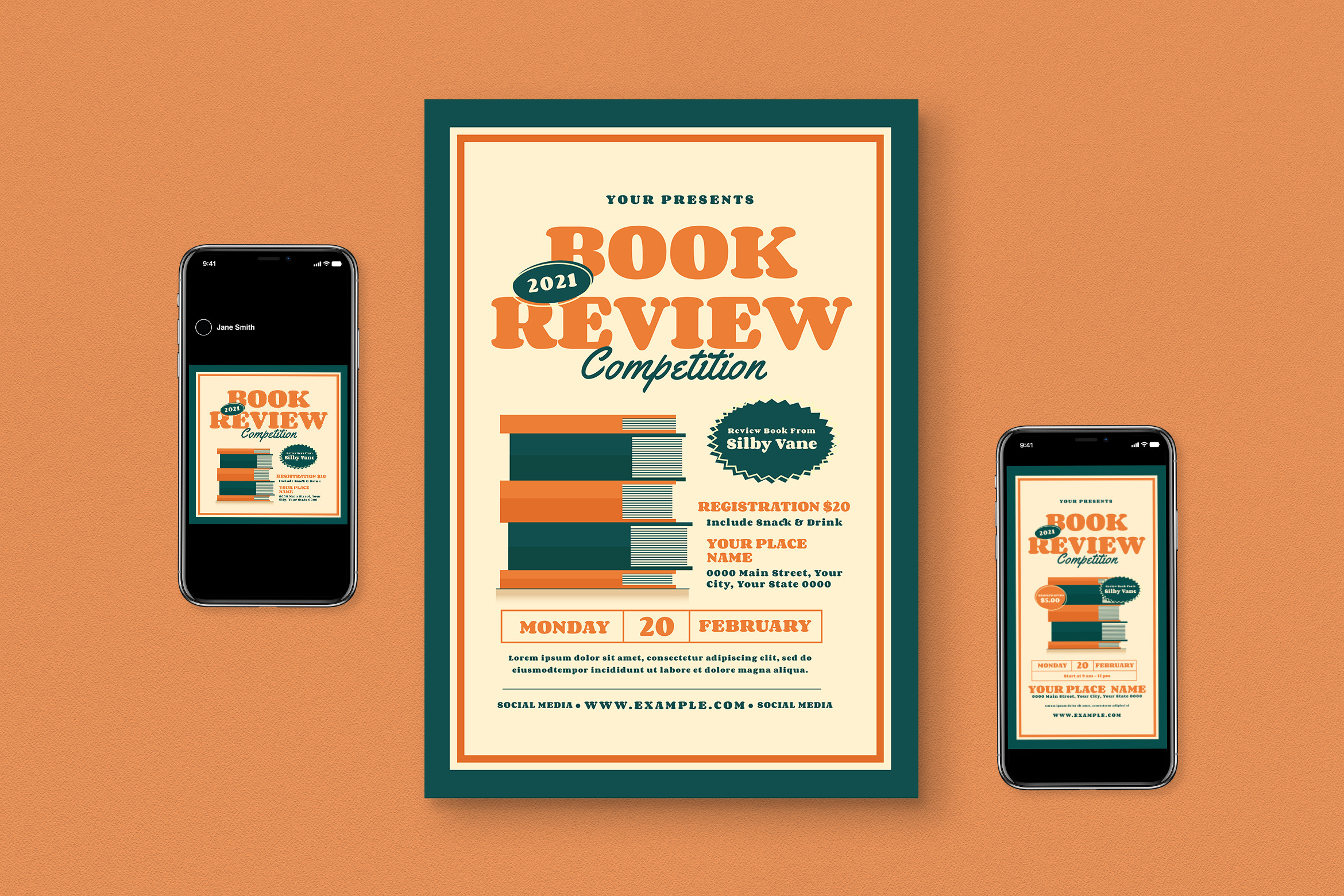 Book Review Competition Flyer Set, a Flyer Template by graphicook