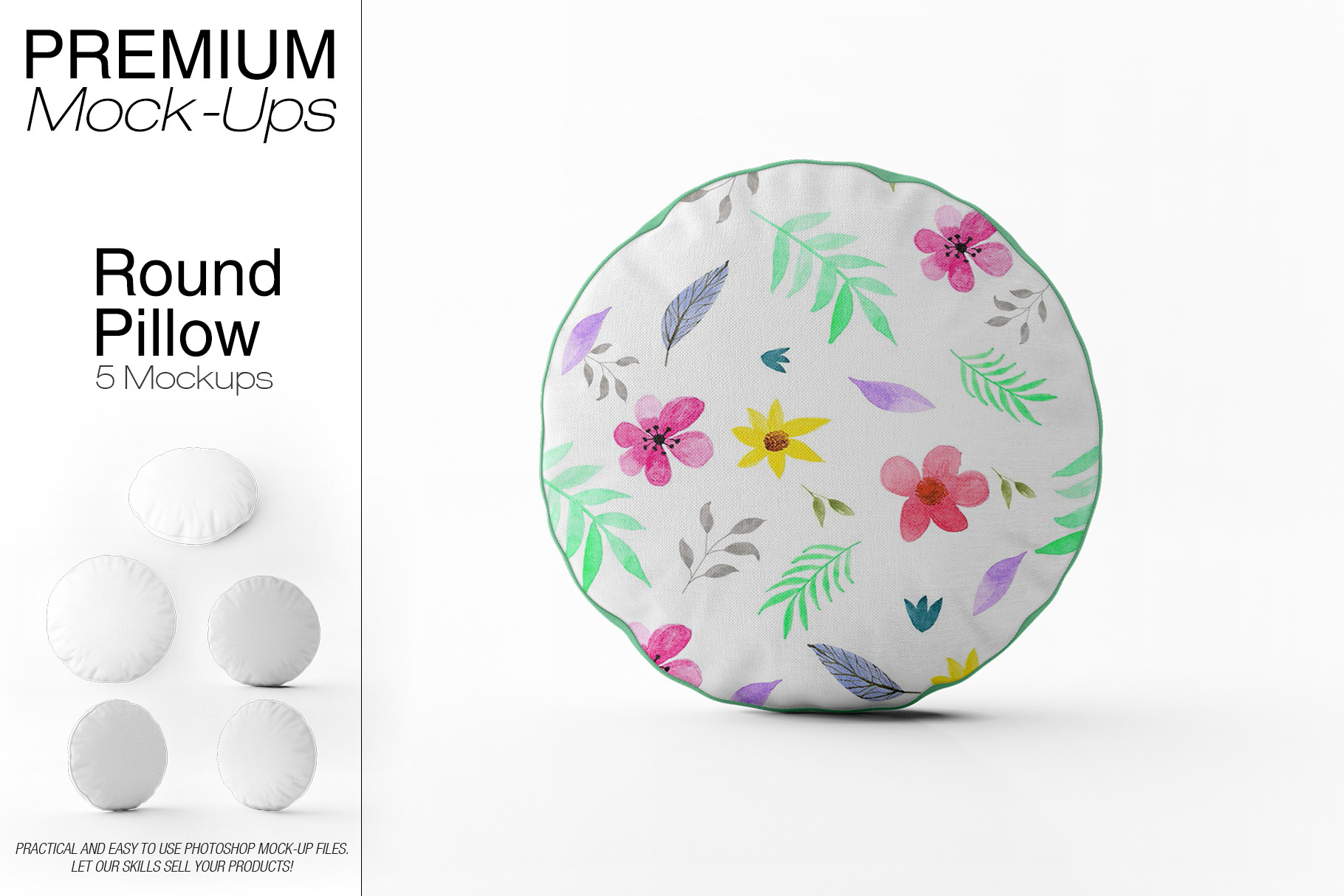 Round Pillow Mockup, a Product Mockup by mock-ups