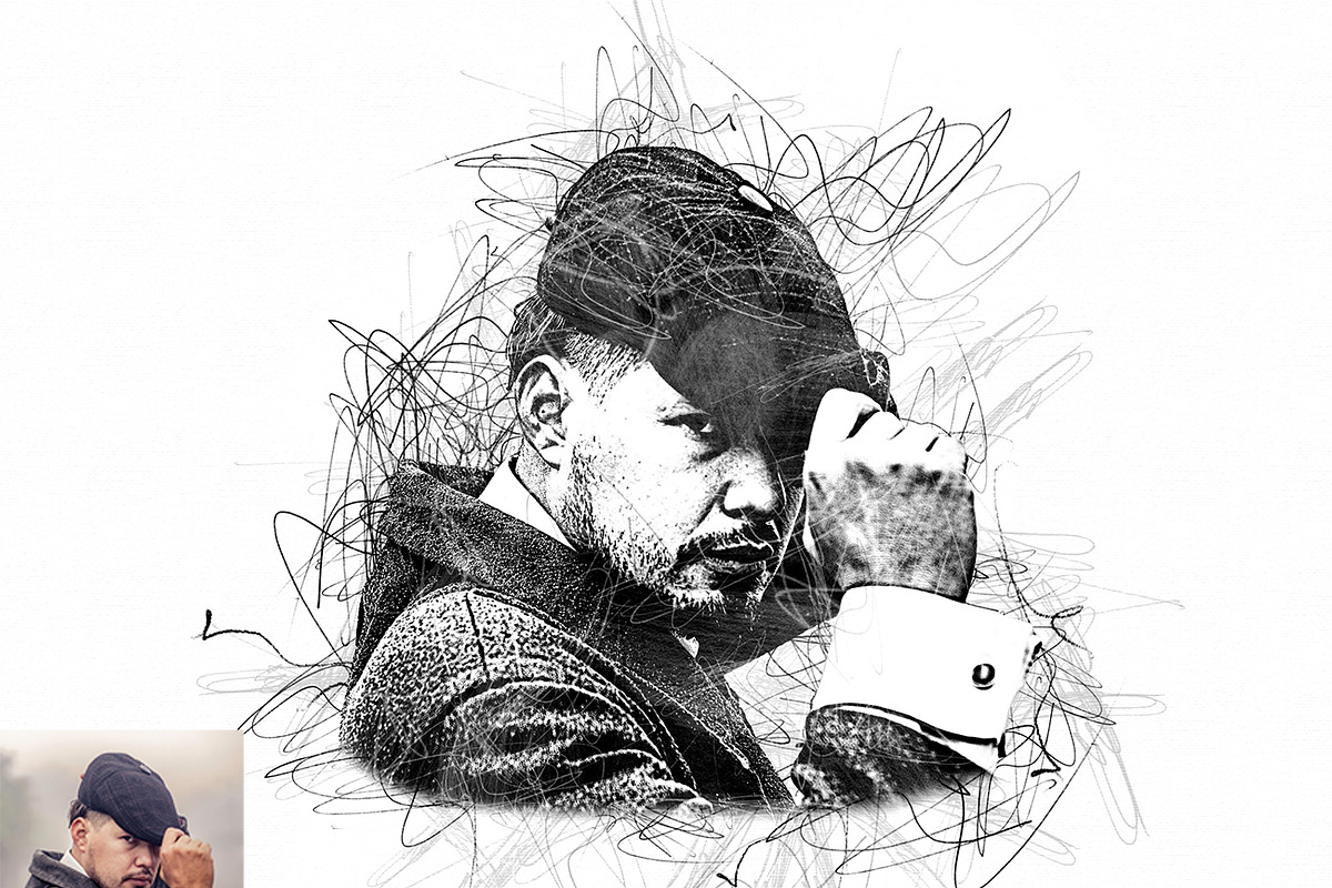 Pure Scribble Art Photoshop Action, an Action Add-On by Studio Retouch