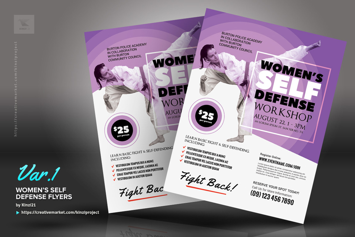 Women's Self Defense Flyer Templates, a Flyer Template by kinzi21