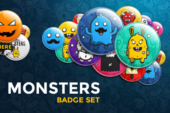 Monsters Badge Set, an Object Graphic by Odin_Design
