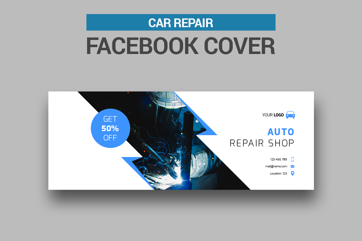 Car Repair Facebook Cover, a Social Media Template by UNIK Agency