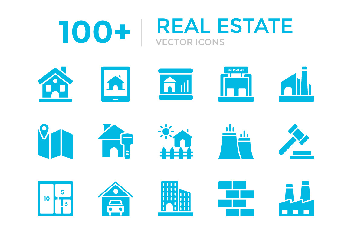 100+ Real Estate Vector Icons, a Solid Icon by Vectors Market