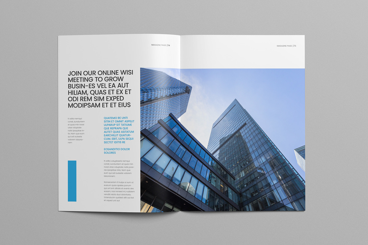 Business Magazine Layout, a Magazine Template by Pixelpick