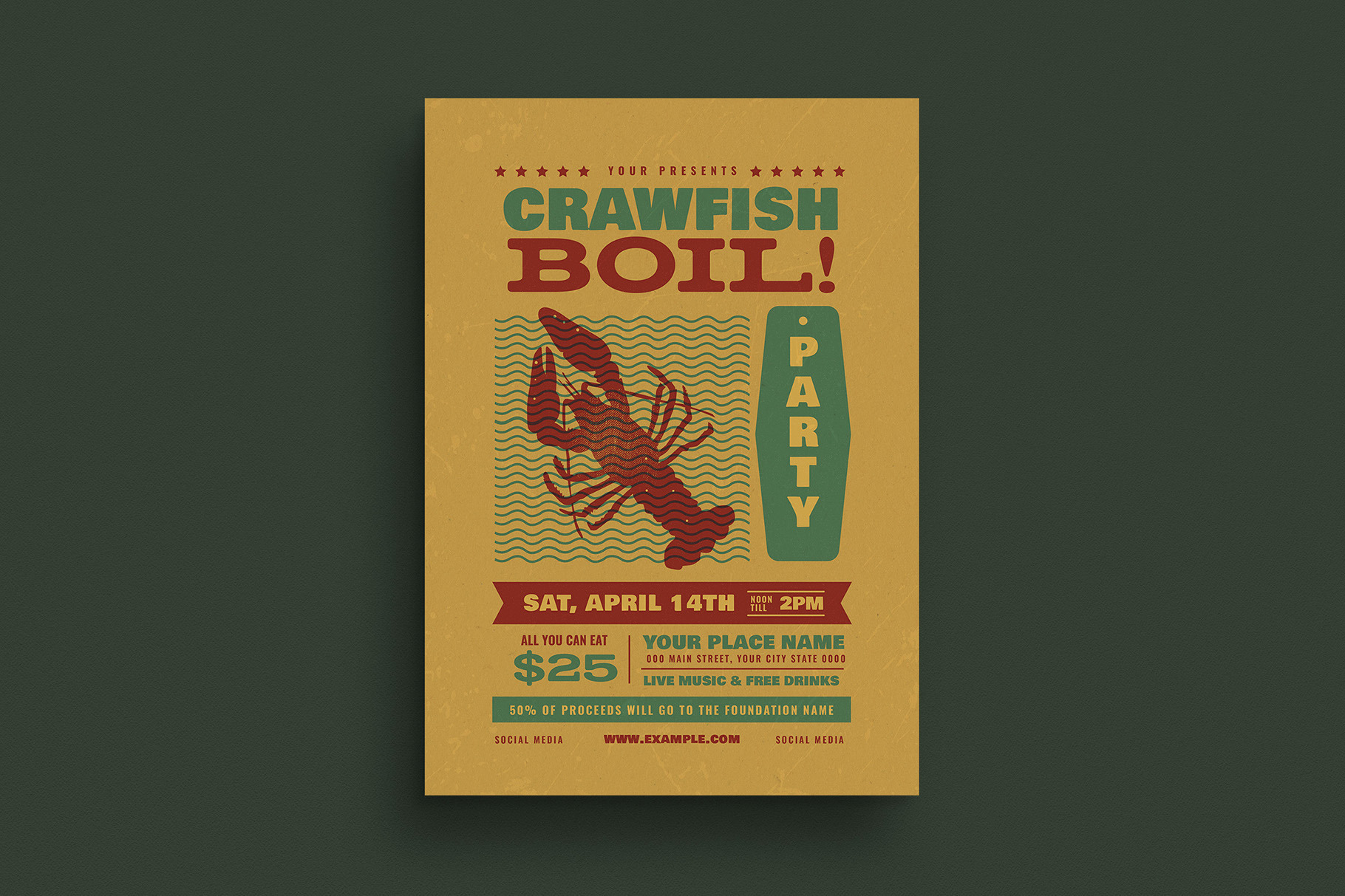 Crawfish Boil Event Flyer, a Flyer Template by Guuver
