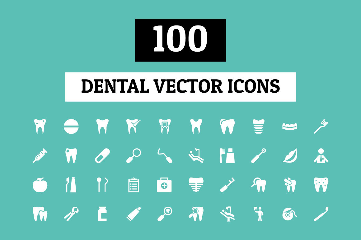 100 Dental Vector Icons, an Icon by Creative Stall