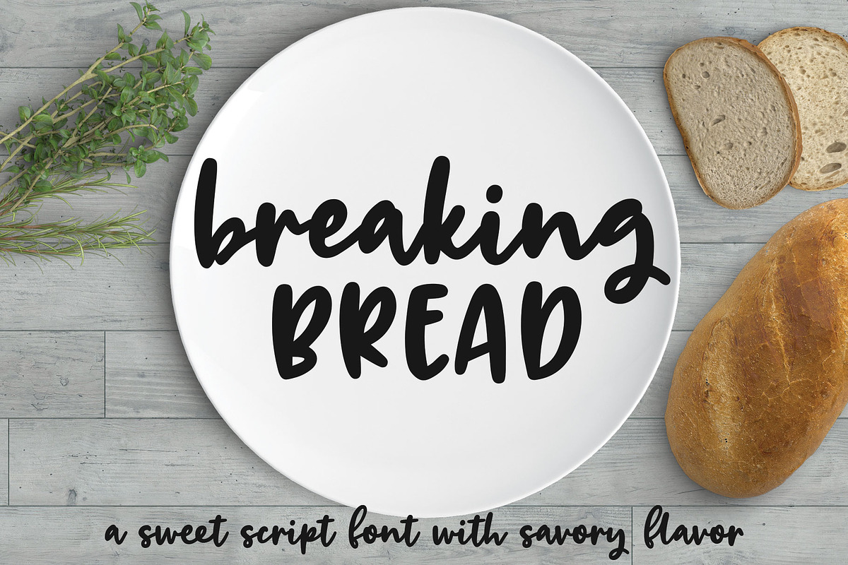 Breaking Bread: a chunky script font, a Script Font by Missy Meyer