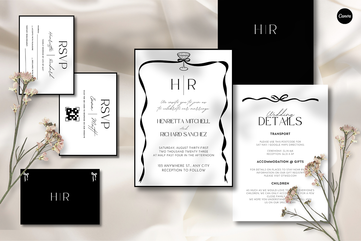 Black and White Wedding Invitation