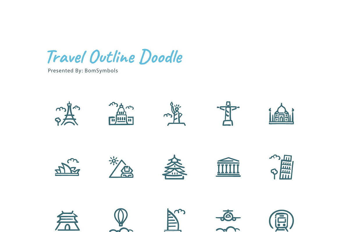 Travel Outline Doodle, an Outline Icon by BomSymbols