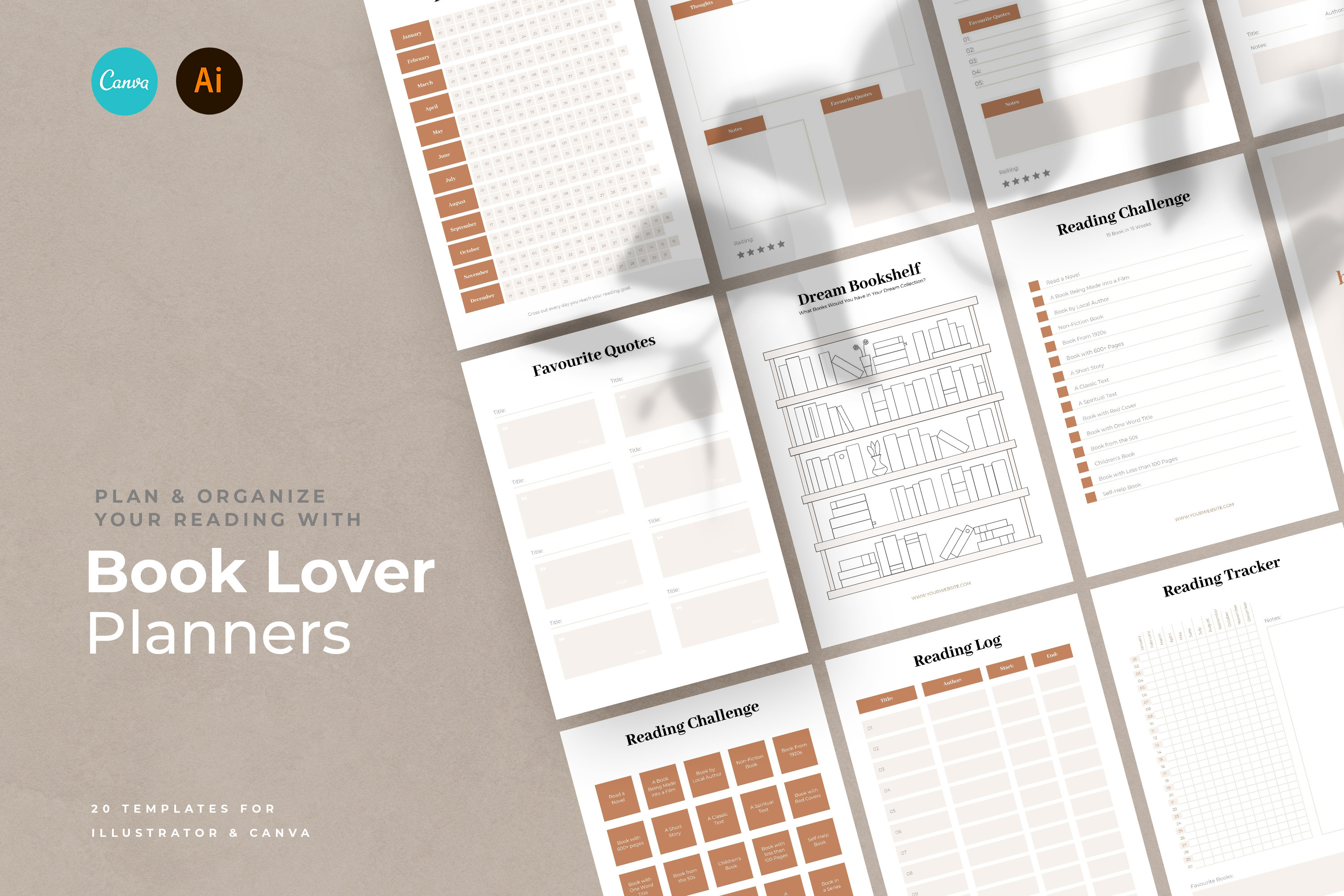 CANVA Reading Planner Bundle, a Templates & Theme by AndrewPixel