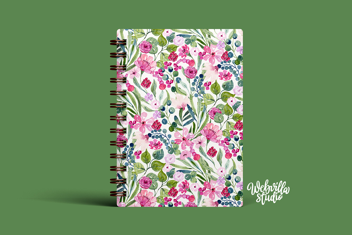 Pink And Green Spring Pattern, a Pattern Graphic by Webvilla Studio