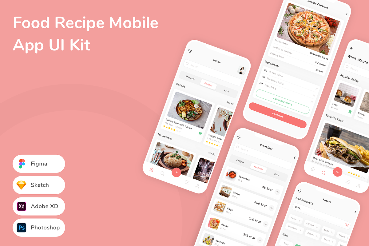 Food Recipe Mobile App UI Kit, an UI Kit Template by Betush | Creative ...