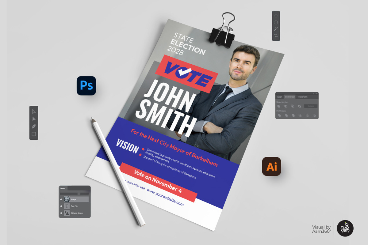 Election Candidate Flyer Template, a Flyer Template by Aam360