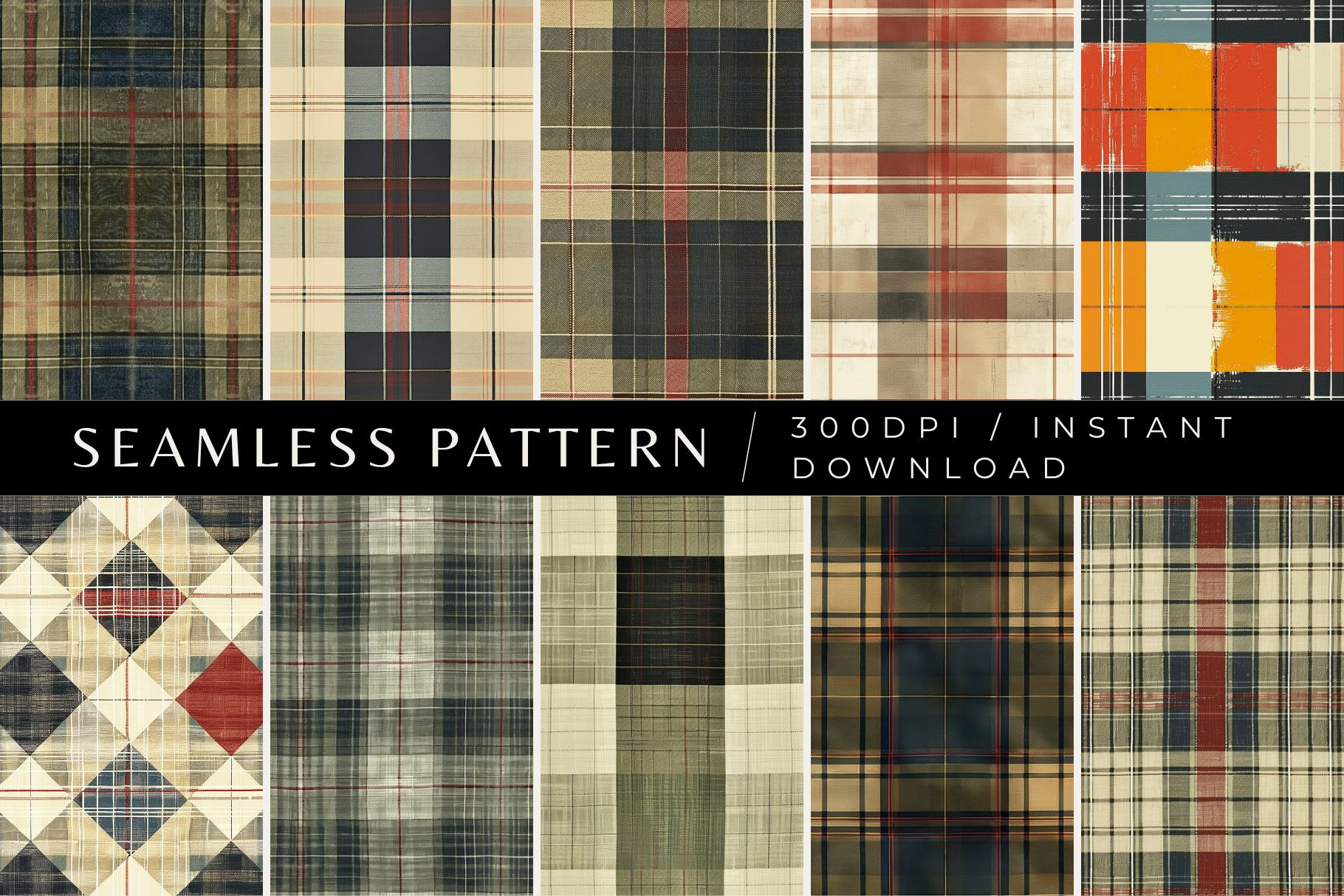 10 Classic Plaid Seamless Patterns, a Pattern Graphic by Inknfolly
