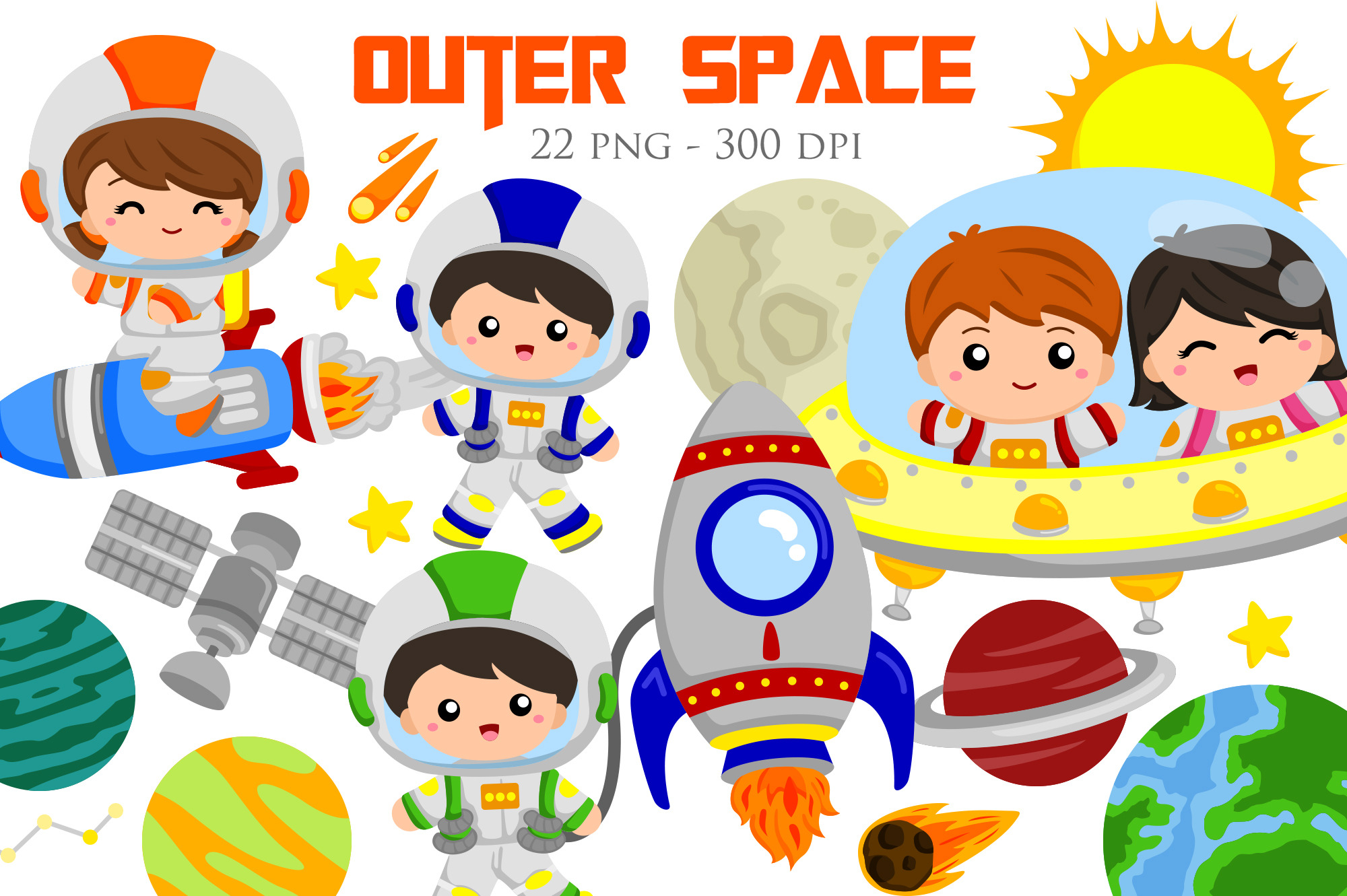 Outer Space Vector Clipart, a Graphic by Peekadillie Art