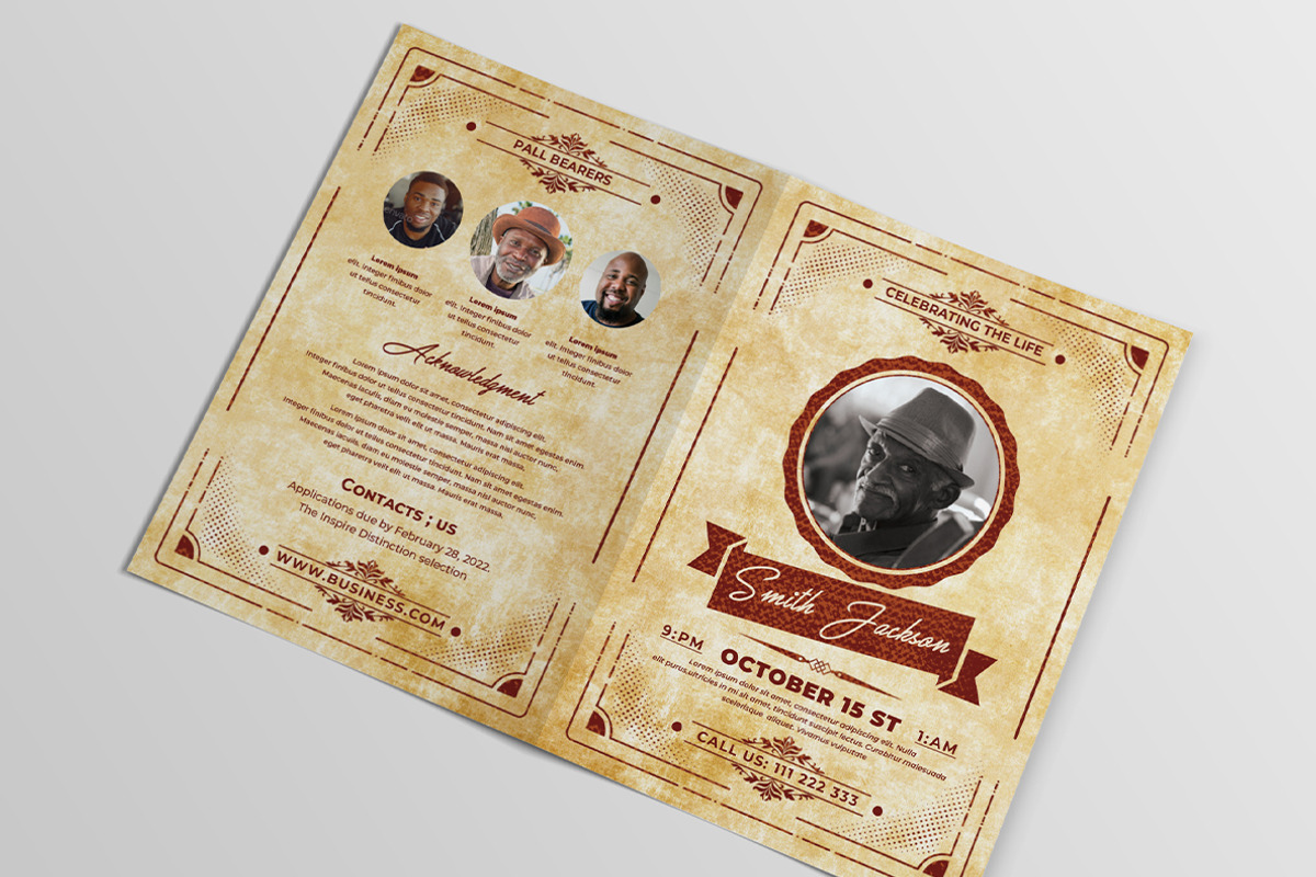 Funeral Program Bifold Template, a Brochure Template by AfzaalGraphics