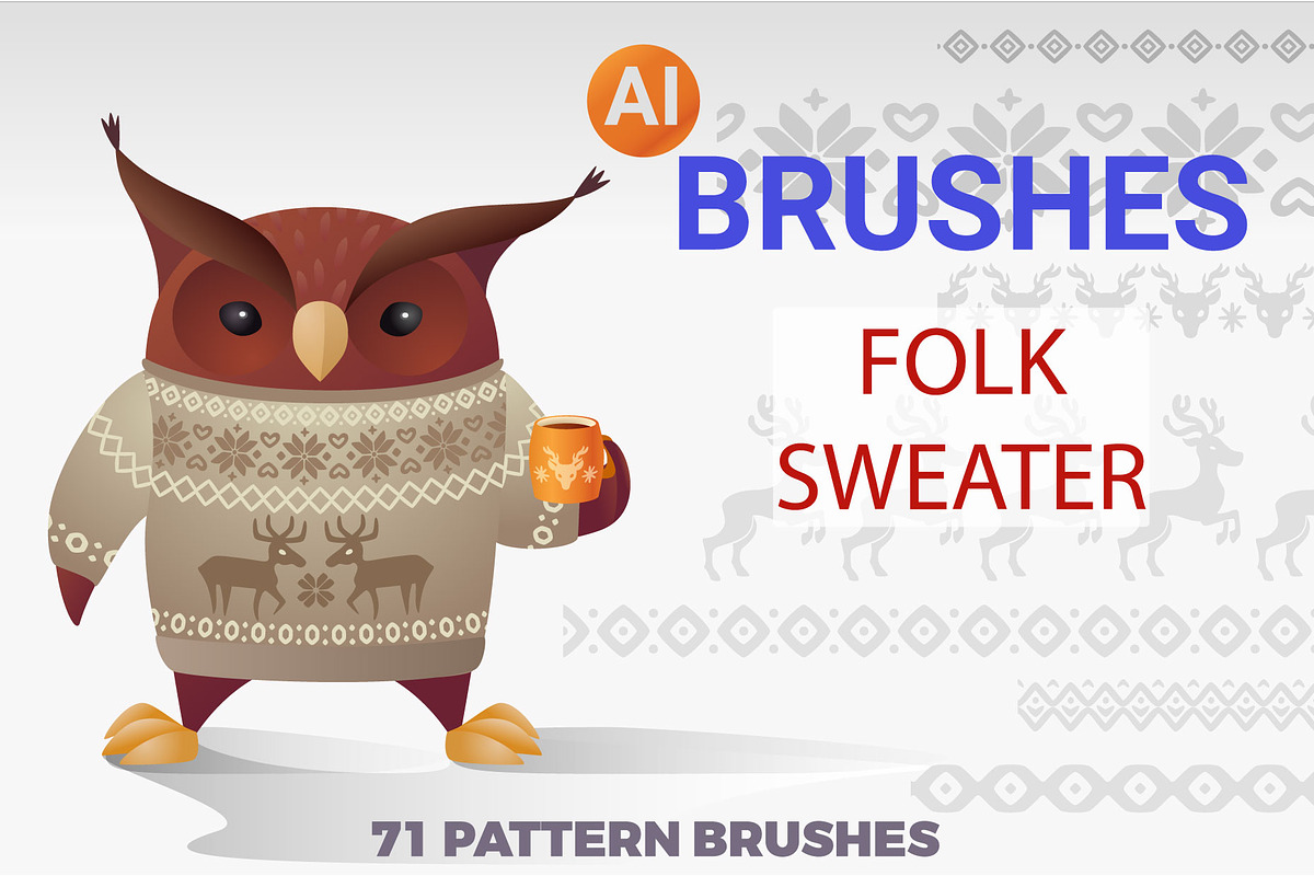 Folk Sweater Brushes for Illustrator, a Brush Add-On by SHMEL_Studio