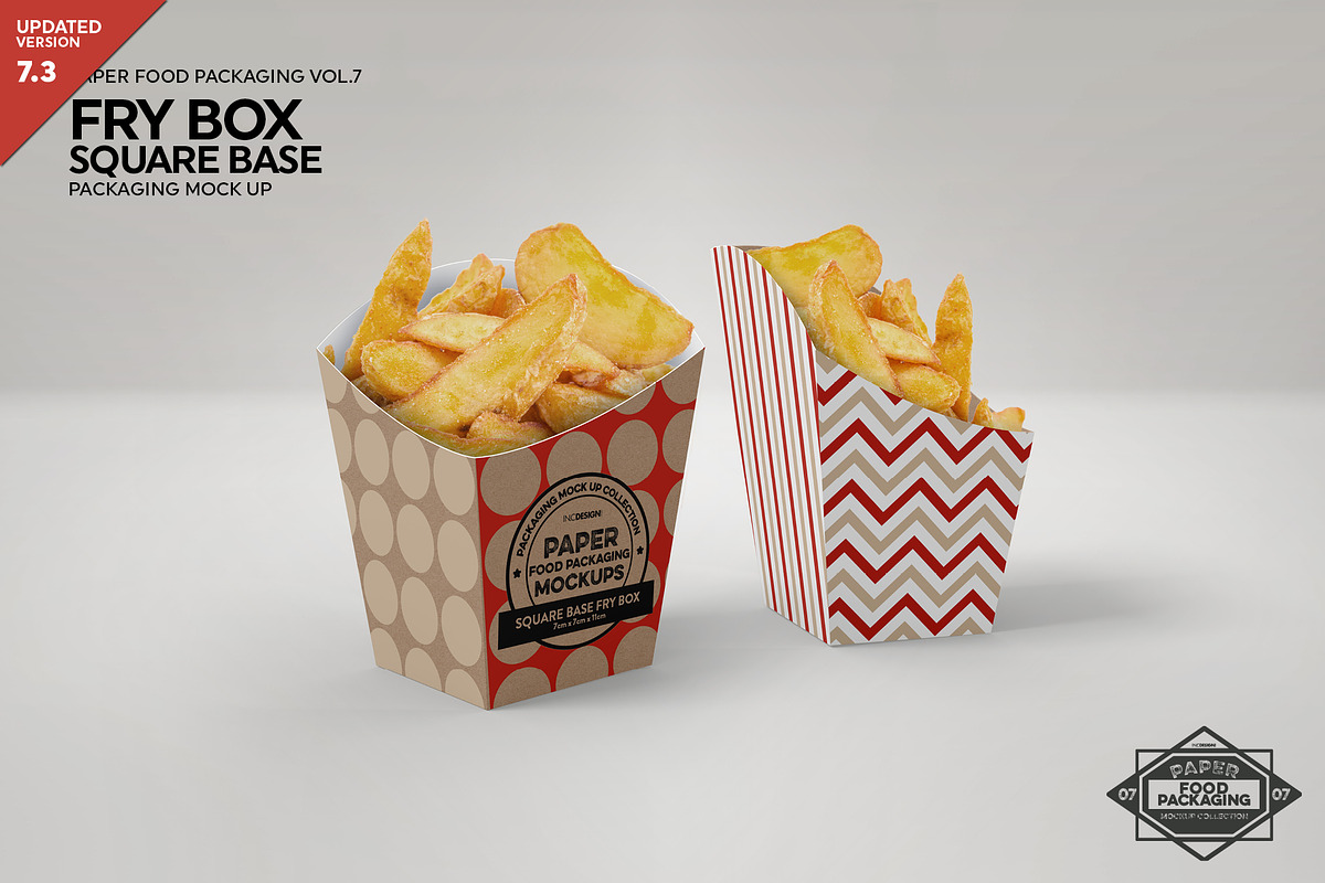 Fry Box Square Base Packaging Mockup, a Packaging Mockup by INCDesign