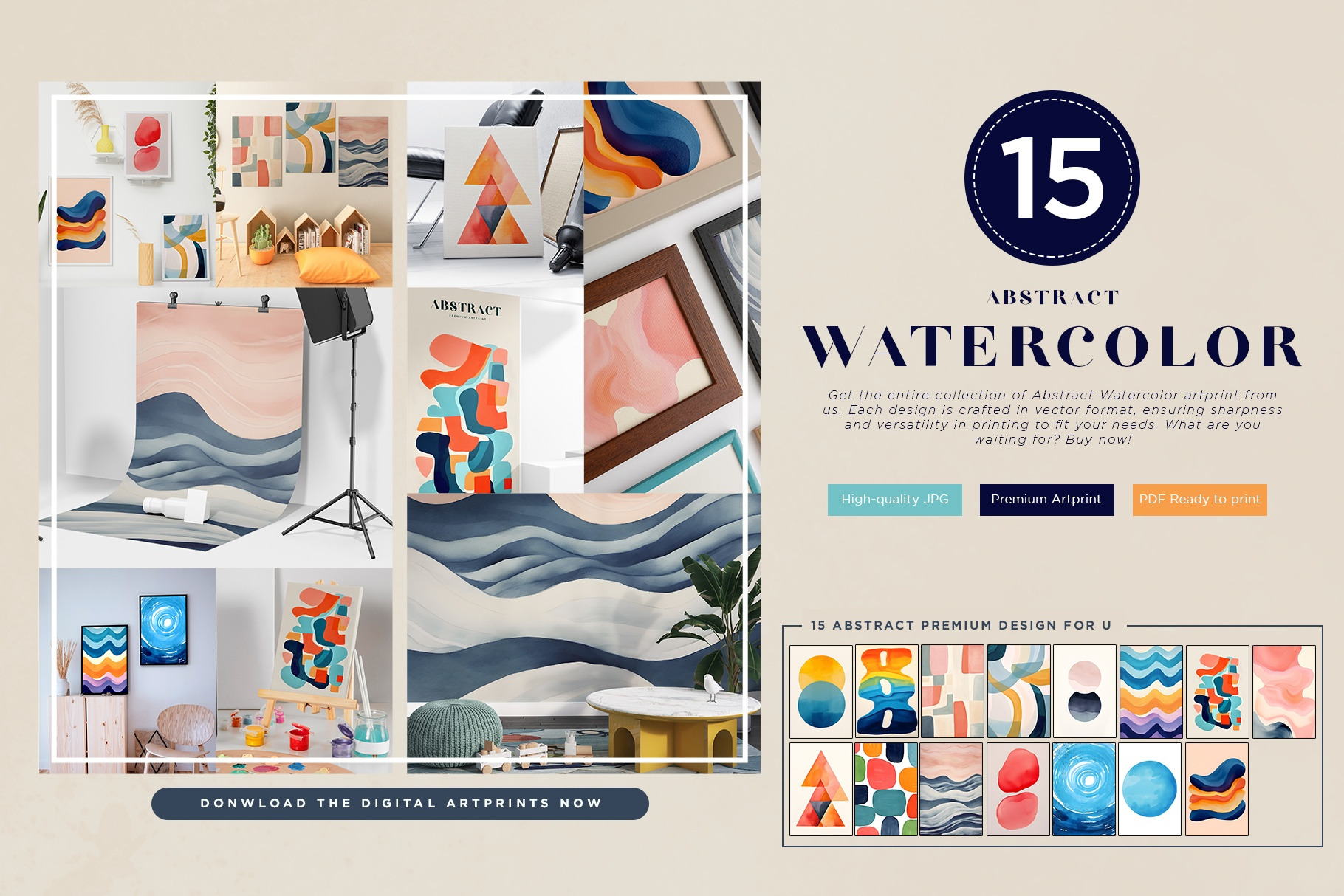 Abstract Watercolor Painting Print, a Wallpaper Graphic by Vibrand Studio