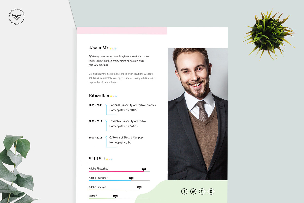 Graphic Designer CV Template, a Resume Template by VictorThemes