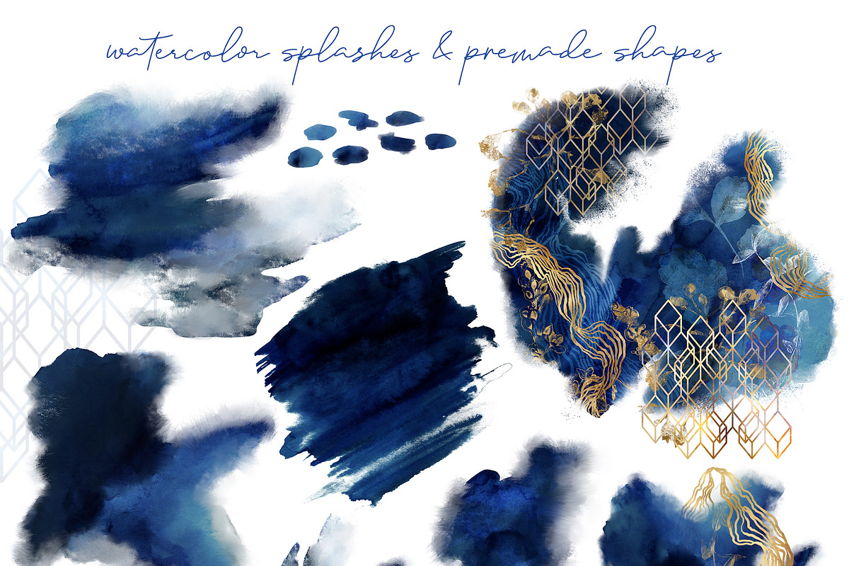 Abstract blue watercolor collection